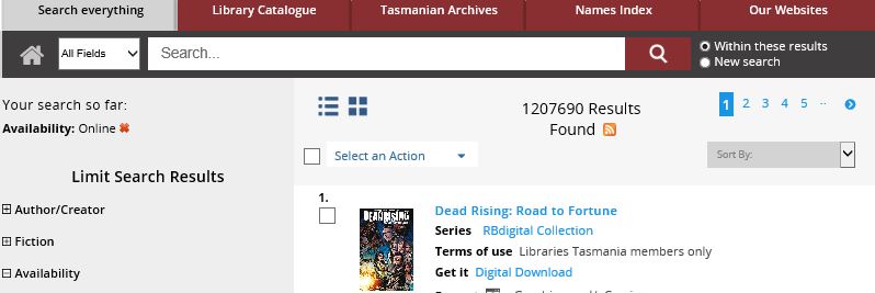 Using the Search everything tab - Libraries Tasmania